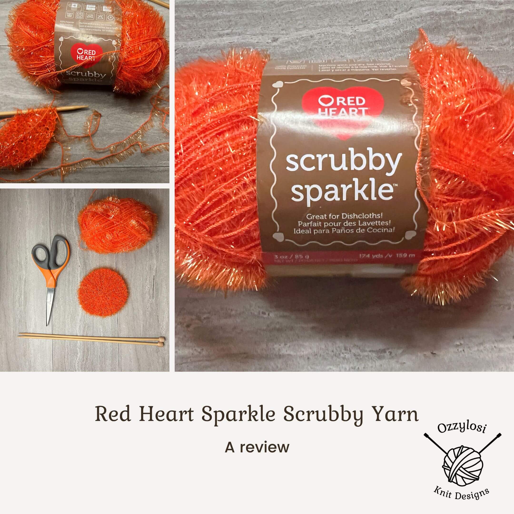 Red Heart Scrubby Sparkle Yarn: A Review | OzzyLosi Knit Designs